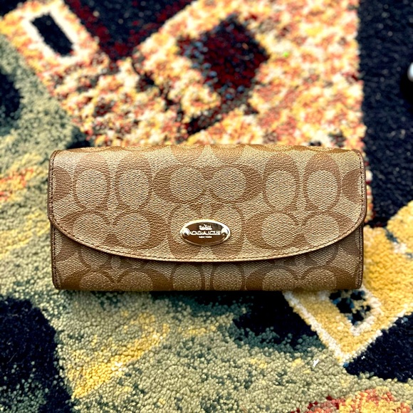 Coach | Bags | Coach Fold Wallet Brown Beige Blue | Poshmark